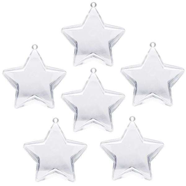 Clear Plastic Fillable Ornament- Star pack of 10 - Creative Crafts